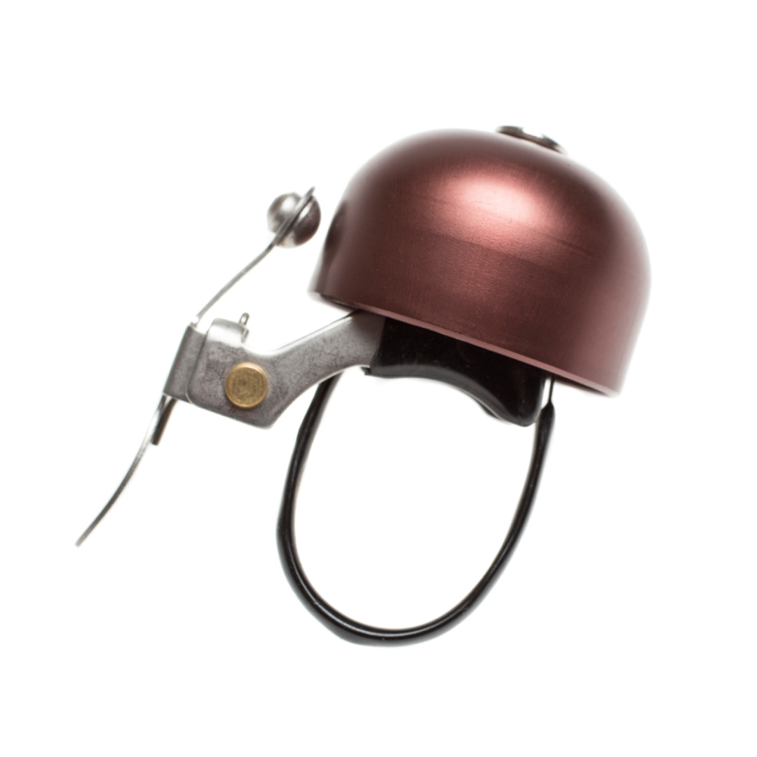 Crane Bell Co. E-NE Bicycle Bell with Clamp Band Mount Matte Brown